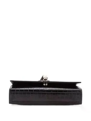 Saint Laurent Classic Monogram Tassel Crocodile Embossed Leather Medium Crossbody Bag
