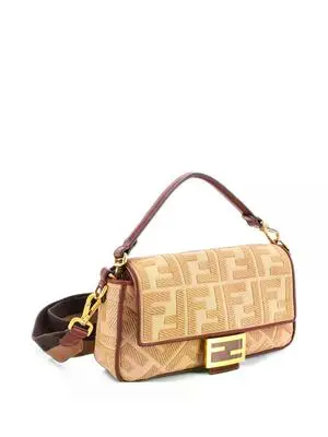 Fendi Baguette Nm Bag Zucca Embroidered Canvas Medium Shoulder Bag
