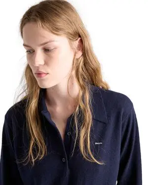 Prada Cashmere Polo Sweater - Navy