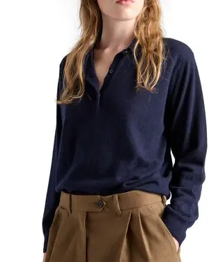 Prada Cashmere Polo Sweater - Navy