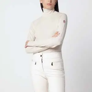 Moncler Light Beige Wool Turtleneck Sweater - White