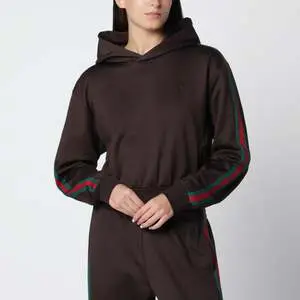 Gucci Deep Chocolate Cropped Sweatshirt In Stretch Jersey