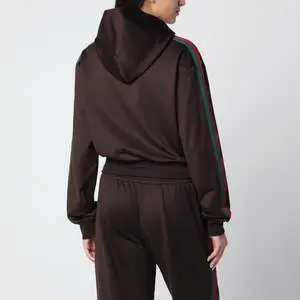 Gucci Deep Chocolate Cropped Sweatshirt In Stretch Jersey