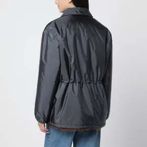 Miu Miu Ematite Blouson In Technical Fabric And Shearling