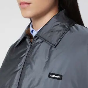 Miu Miu Ematite Blouson In Technical Fabric And Shearling