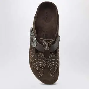 Etro Boston Embroidered Suede Sabot