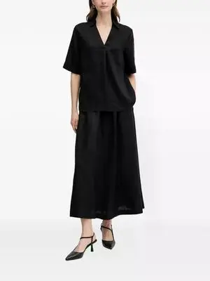 BENETTON V-neck Collared Blouse - Black