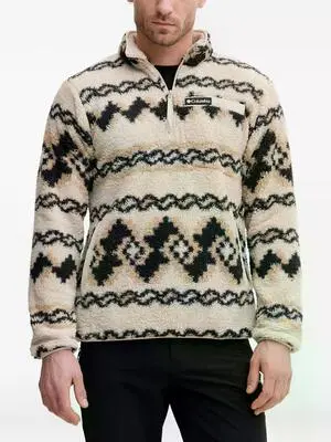 Columbia Geometric Patterned Zip Sweater - Neutrals