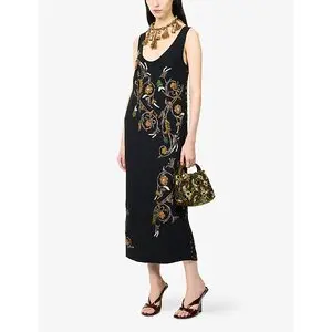 Dries Van Noten Droppyn Embellished Woven Midi Dress