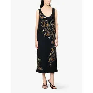 Dries Van Noten Droppyn Embellished Woven Midi Dress