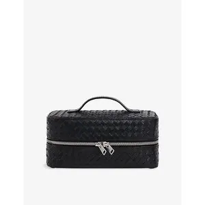 Sandro Woven Leather Toiletry Bag - Black