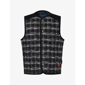 NICHOLAS DALEY Lavenham Riot Check Cotton Gilet - Black