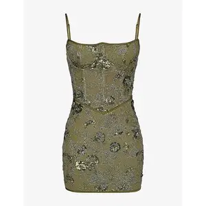 House Of Cb Naima Hand-beaded Embellished Mesh Mini Dress
