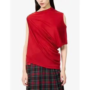 Comme Des Garçons Asymmetric Wool Knit Tank Top