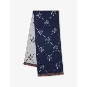 Mulberry Diamond Tree Jacquard Wool Scarf - Nightsky&eggshell