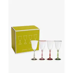 ANNA + NINA Toasts & Tales Optic Wine Glasses Set Of Four - Multi