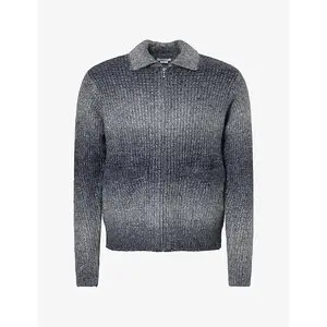 Obey Gradient Zip-up Woven Knit Cardigan - Charcoal