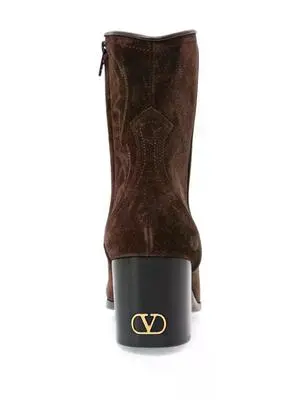 Valentino Garavani Embroidered Suede Ankle Boots