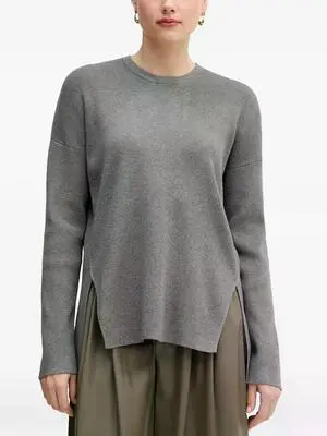 BENETTON Side-slit Crew-neck Sweater - Grey