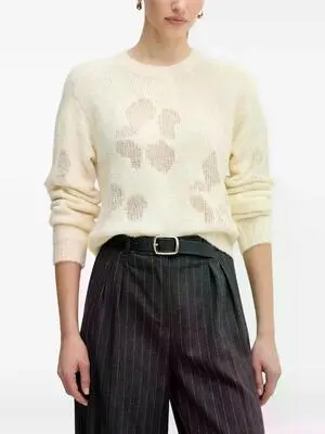 BENETTON Openwork Flower Sweater - Neutrals