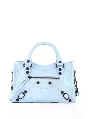 Balenciaga City Classic Studs Bag Leather Mini Satchel - Blue