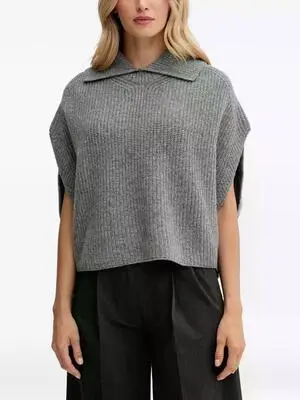BENETTON Ribbed Short-sleeve Sweater - Grey