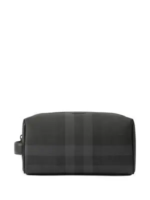 Burberry Check-pattern Travel Pouch - Grey