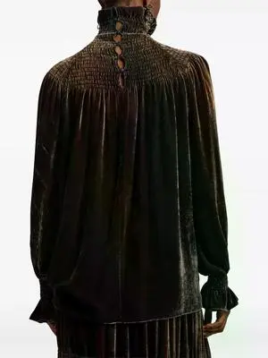 Ralph Lauren Maddison Smocked Velvet Blouse