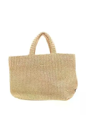 Prada 2010-2026 Raffia Logo Tote Bag - Neutrals