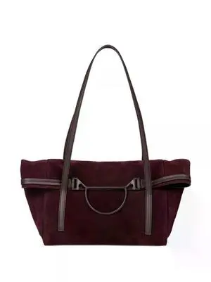 Borbonese Large Shopping Suede Tote Bag - Red