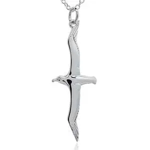 ADRIAN ASHLEY Albatross Necklace. Highly Polished, Tarnish Resistant On A Solid Chain - Silver