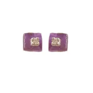 LILY FLO JEWELLERY Amethyst Lab Grown Diamond Stud Earrings - Silver