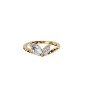 AYA FINE JEWELRY Wren Marquise Lab Grown Diamond Prong Set Two Stone Ring In Gold - Yellow