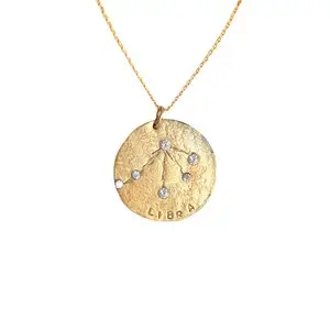 LILY FLO JEWELLERY Libra Solid & Diamond Pendant Necklace - Gold