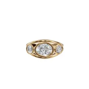 AYA FINE JEWELRY Oval Lab Grown Diamond Three Stone Ring,igi Certified, 10k Gold - Yellow