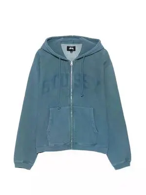StÜssy Logo-print Zip-up Hoodie - Blue