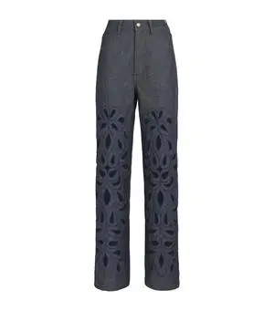 CHRISTIE BROWN Laser-cut Wide-leg Jeans