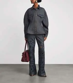 CHRISTIE BROWN Laser-cut Wide-leg Jeans