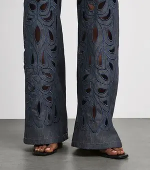 CHRISTIE BROWN Laser-cut Wide-leg Jeans