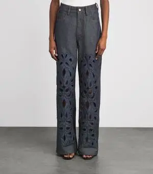 CHRISTIE BROWN Laser-cut Wide-leg Jeans