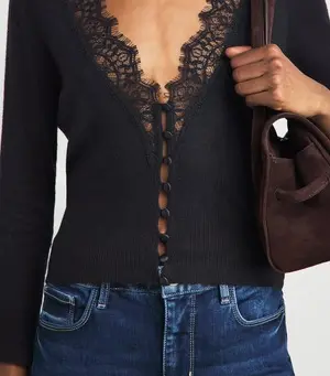 L'Agence Lace-trim Eluna Cardigan