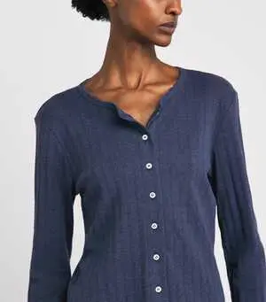 LESET Cotton Pointelle Cardigan