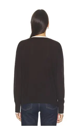 WHITE & WARREN Superfine Merino V Neck Top In . Also
