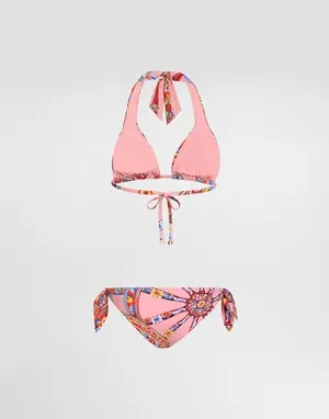 Dolce & Gabbana Carretto-print Triangle Bikini Swimwear