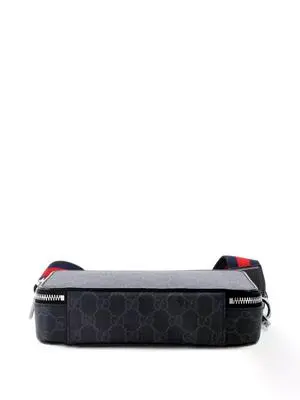 Gucci Web Strap Zip Around Camera Crossbody Bag Gg Coated Canvas Shoulder Bag