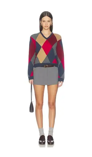 LESET James Argyle Classic V Neck Pullover In . Also
