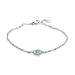 WITH LOVE DARLING Blue Topaz Eye Bracelet - Silver