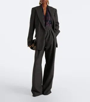 Dries Van Noten Checked Pleated Wool Wide-leg Pants