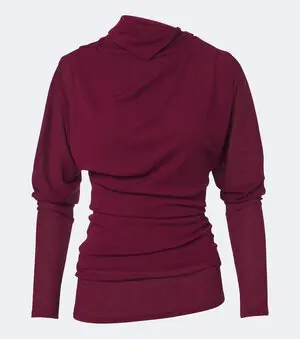Proenza Schouler Golda Draped Jersey Top - Burgundy