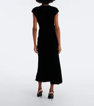 Rixo Arlette Draped Velvet Midi Dress